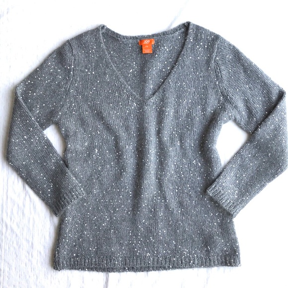 Joe Fresh | Sweaters | Joe Fresh Gray Sequin Vneck Sweater | Poshmark